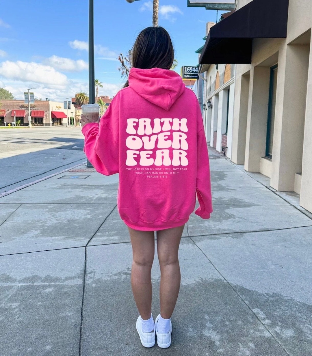 Faith Over Fear Hoodie Christian Hoodie Faith Based Hoodie Hot Pink ...