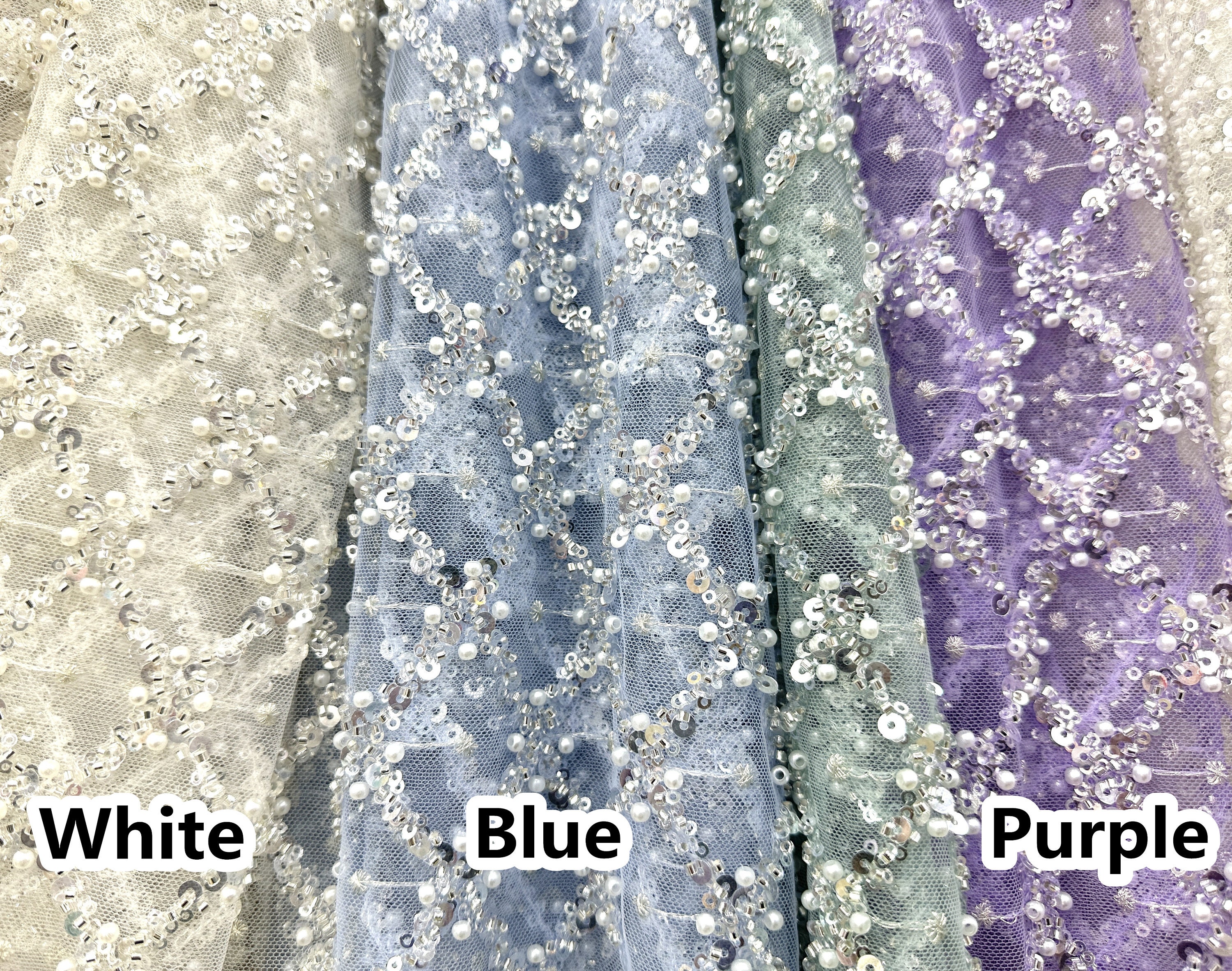Purple Diamond Beaded Lace Fabric, Evening Gown Fabrics, High Fashion ...