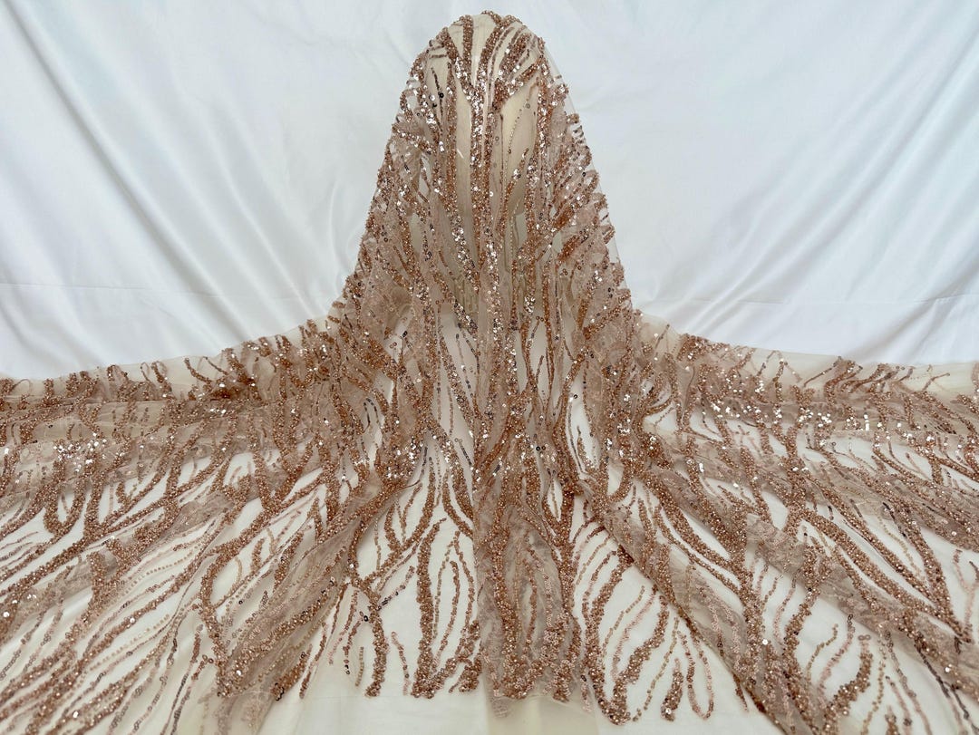 Champagne Heavy Bead Lace Fabric for Wedding Dress,beaded Lace Fabric ...
