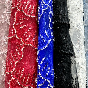 Light Blue Layers of Sequined Lace Fabric,sequins Lace Fabric,bridal ...