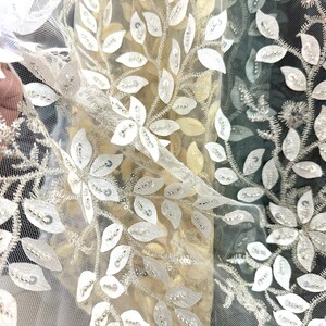 4 Colors Bead Tube Sequin Tulle Leaf Embroidery Lace Fabric,bling Lace ...