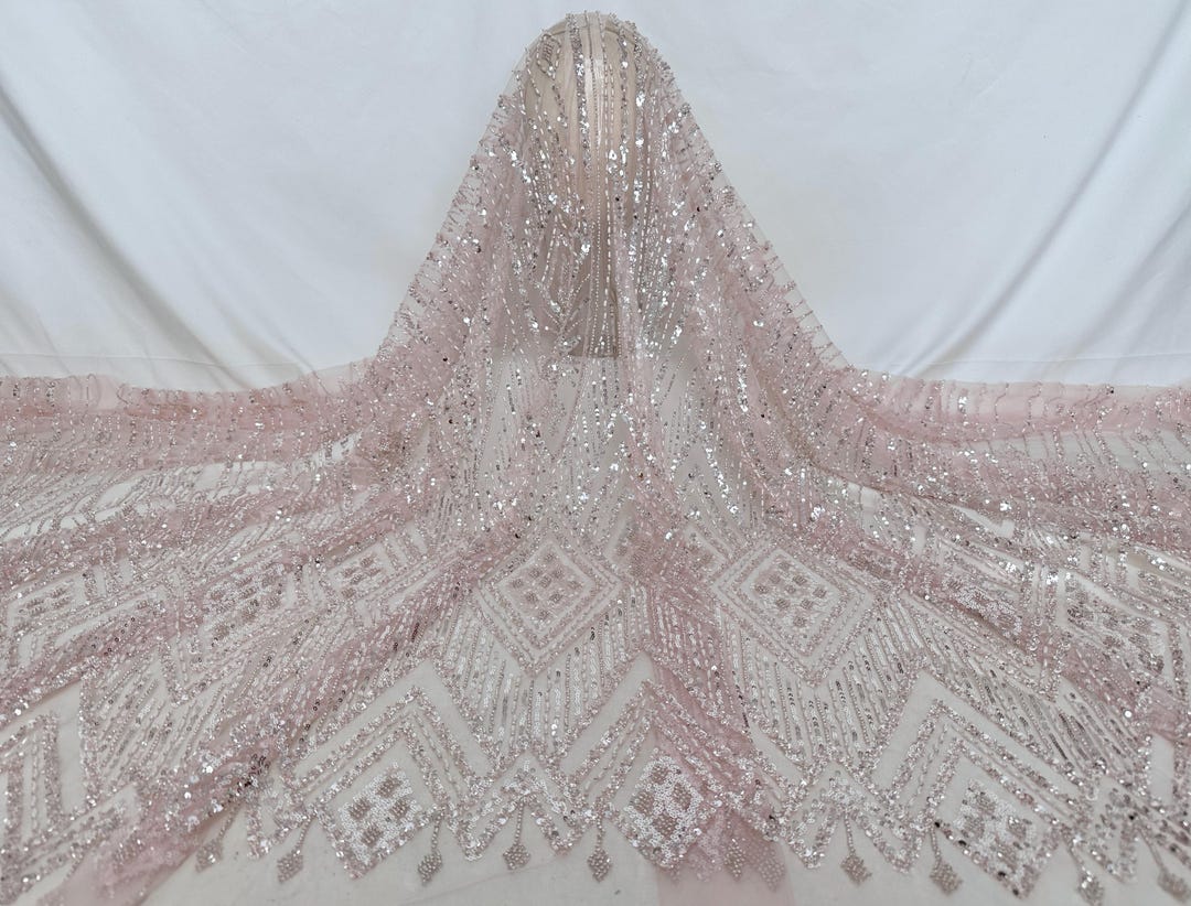 Heavy Bead Lace Fabric,geometry Sequin Lace Fabric,wedding Dress Fabric ...