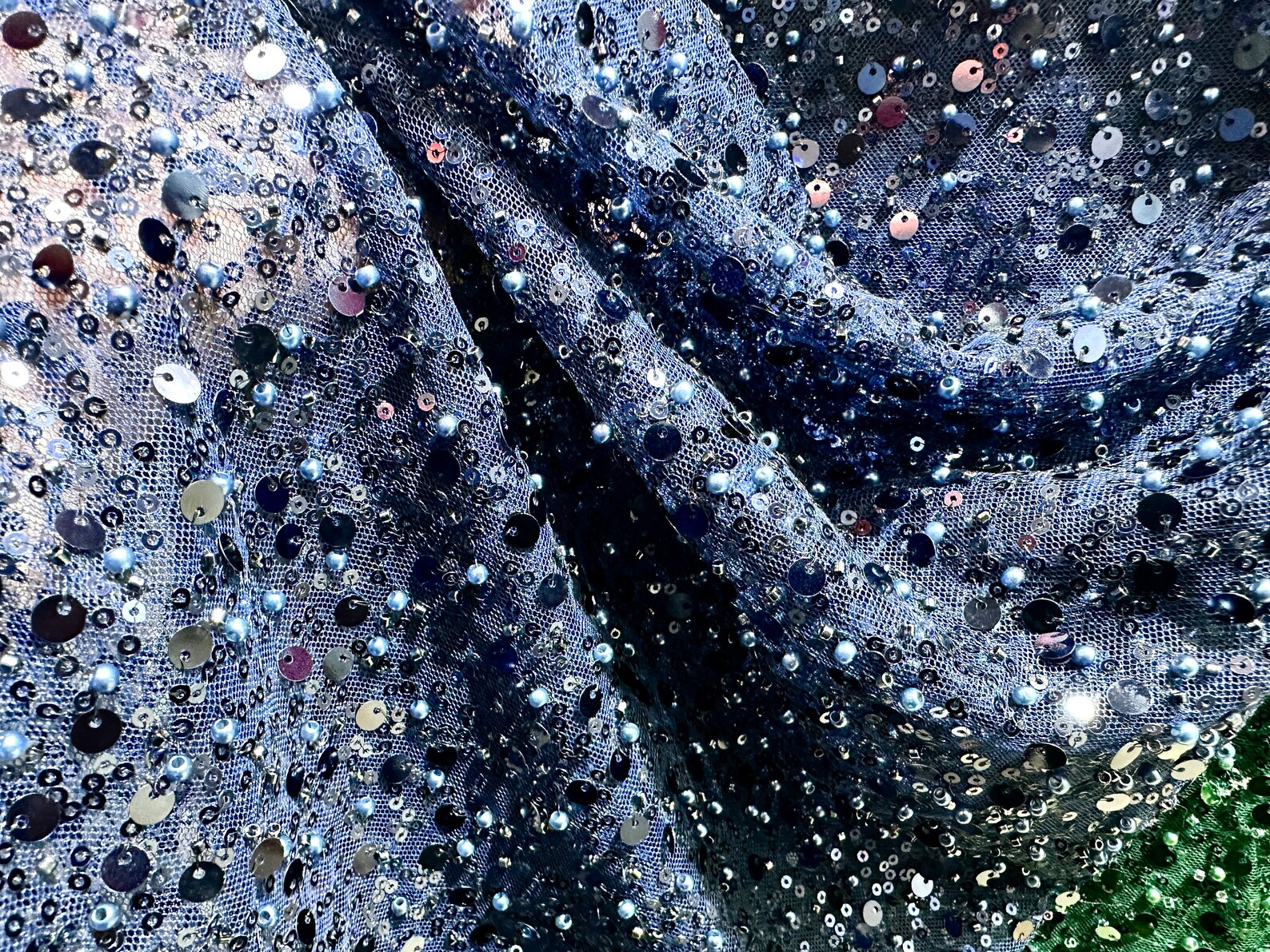 Blue Beaded Glitter Tulle Fabric ,beaded Tulle,dress Fabric ,wedding ...