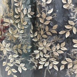 4 Colors Bead Tube Sequin Tulle Leaf Embroidery Lace Fabric,bling Lace ...