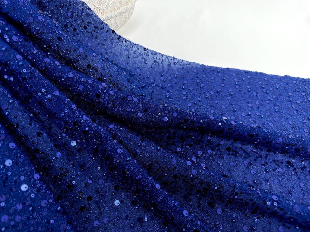 Royal Blue Sequin Fabric, Beaded Fabric, Glitter Lace Fabric, Dress ...