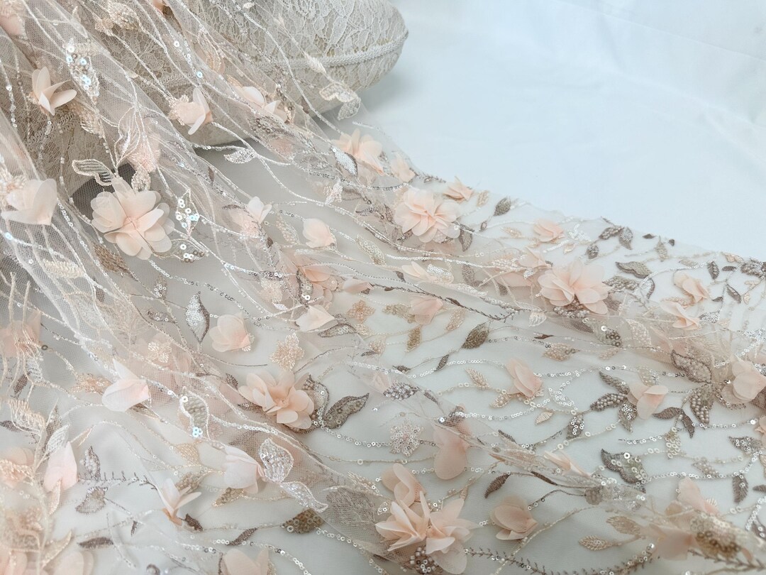 3D Flower Embroidery Lace Fabric,tull Fabric,3d Flower Fabric,sequin ...
