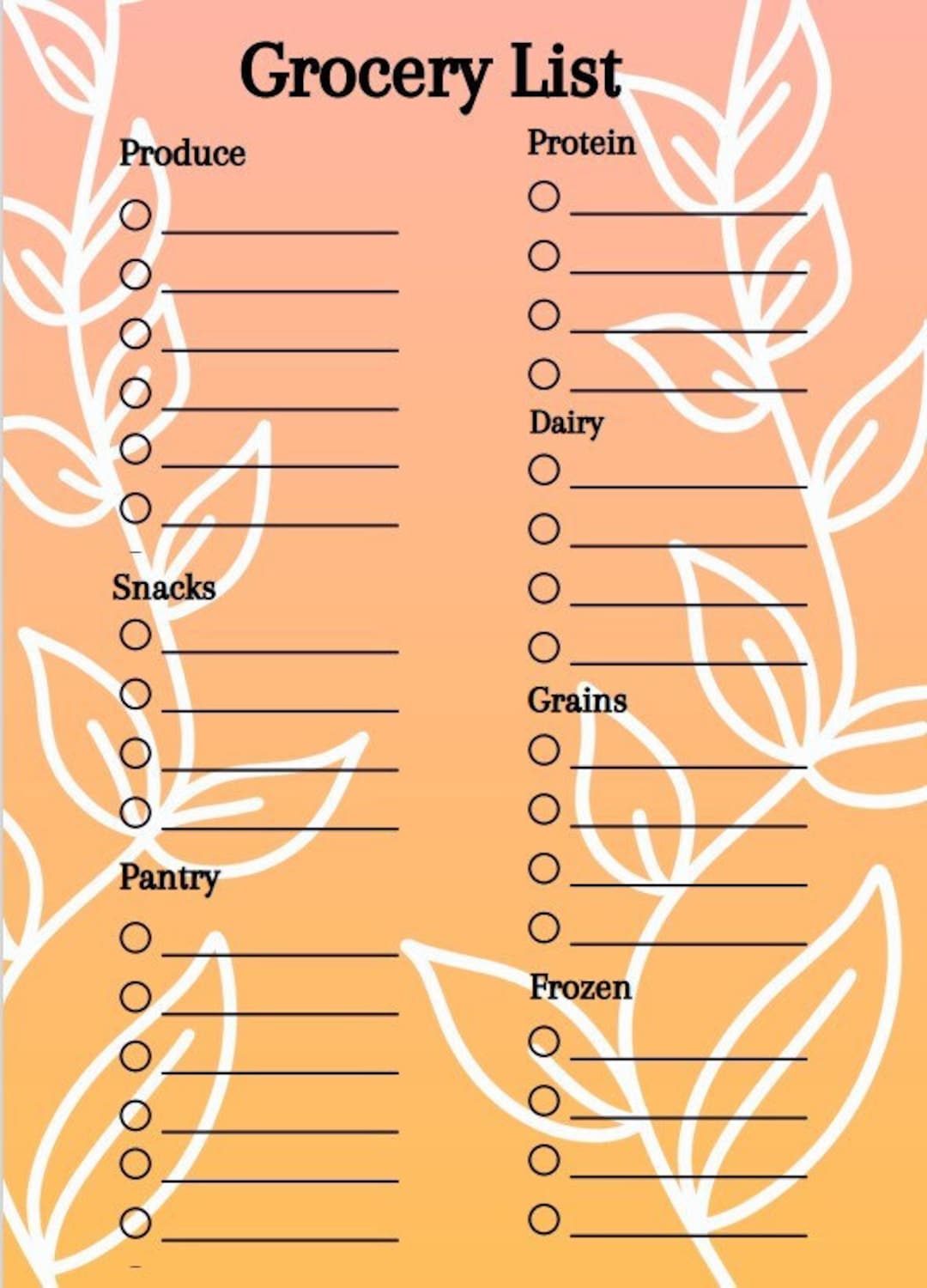 Printable Colorful Grocery List - Etsy