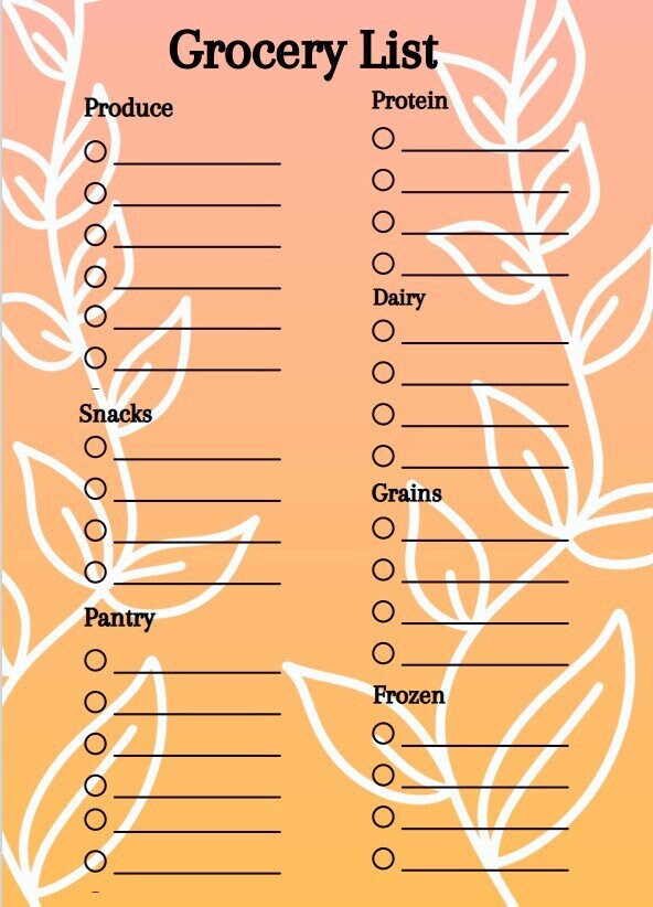 Printable Colorful Grocery List - Etsy
