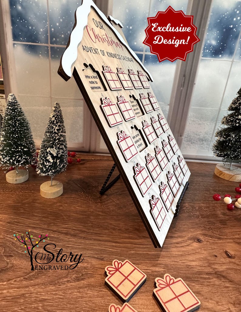 Advent Calendar of Kindness for Kids, Wood Christmas Countdown for ...