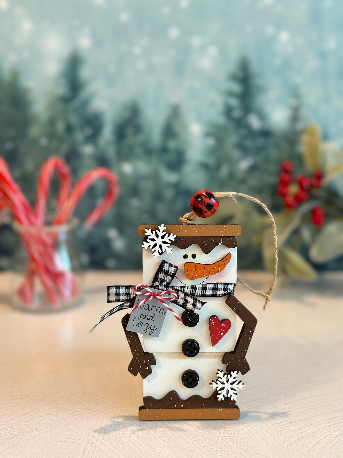 S’mores Marshmallow Snowman, Christmas Tree Ornament, Holiday Gift - Etsy