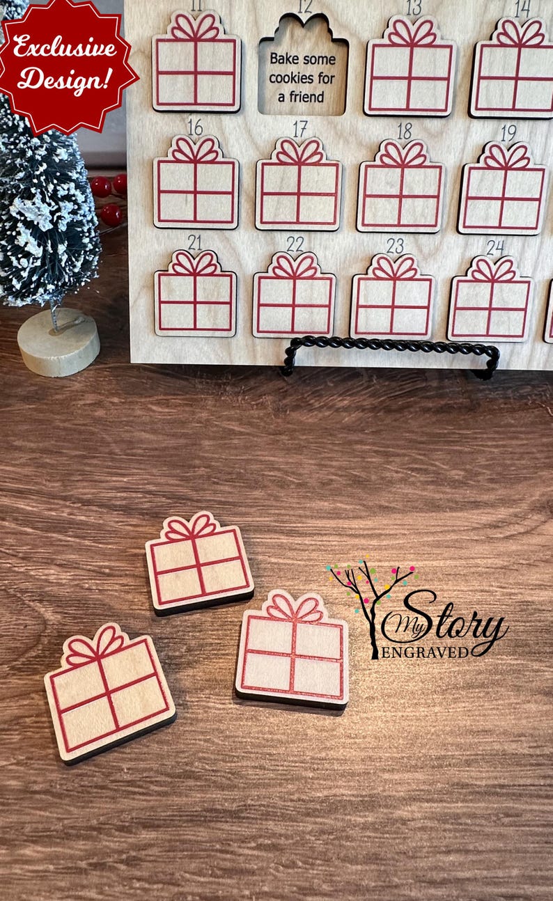Advent Calendar of Kindness for Kids, Wood Christmas Countdown for ...