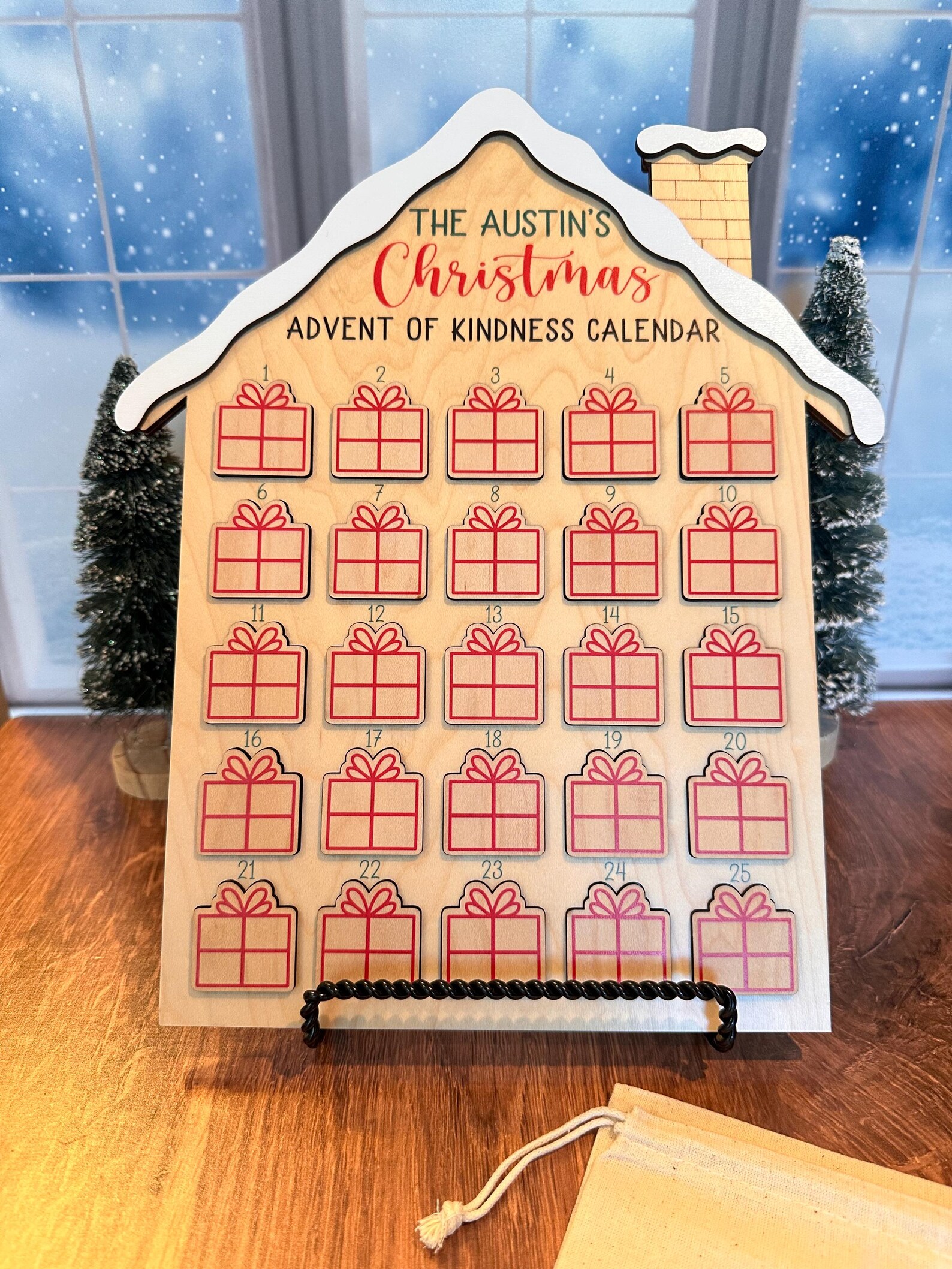Advent Calendar of Kindness for Kids, Wood Christmas Countdown for ...