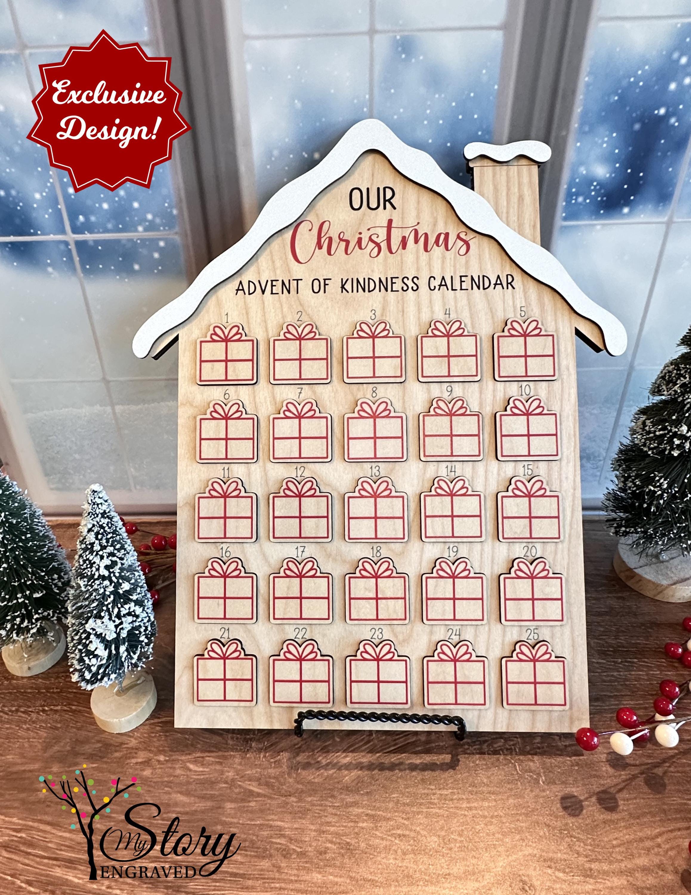 Advent Calendar of Kindness for Kids, Wood Christmas Countdown for ...