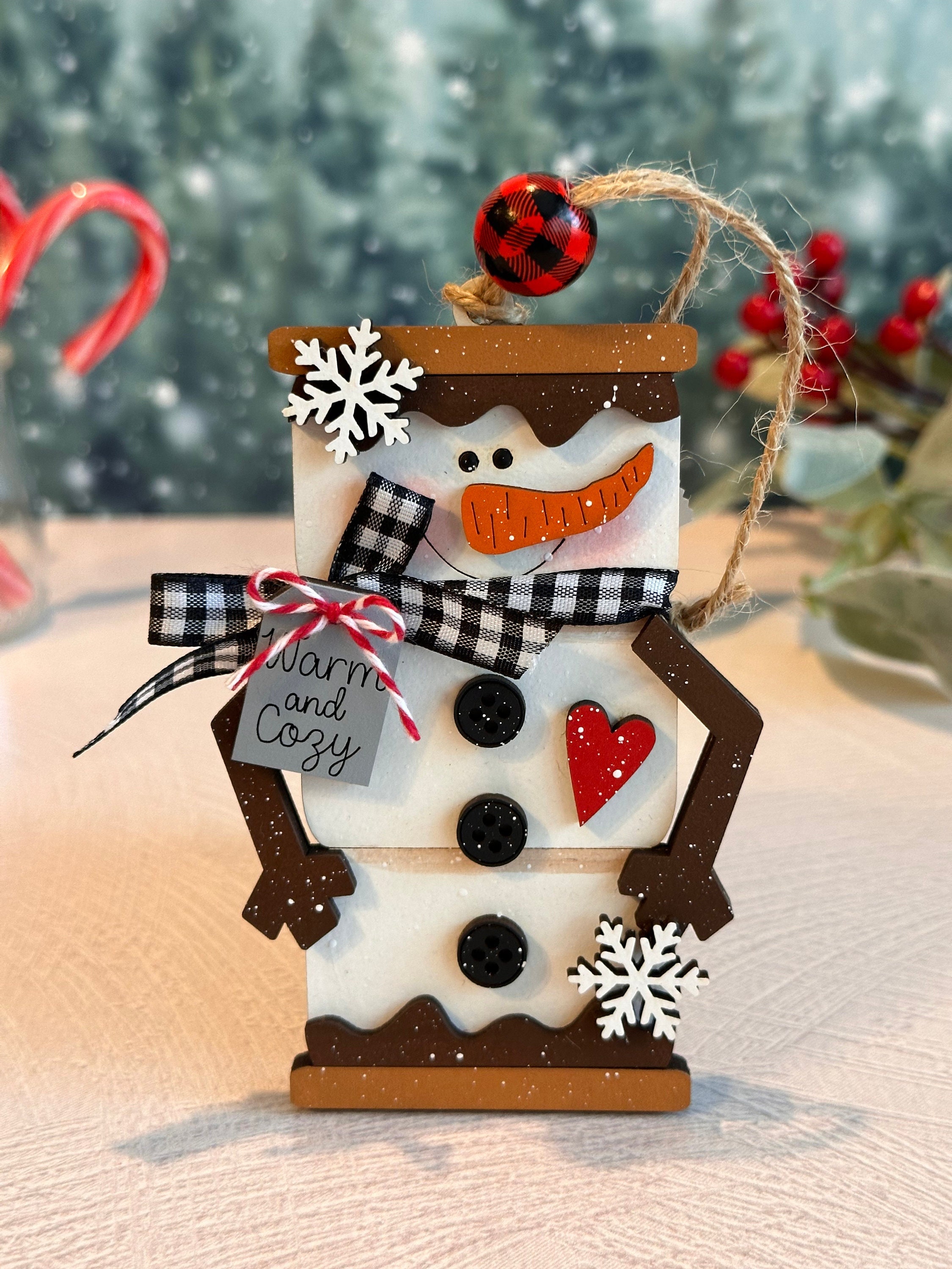 S’mores Marshmallow Snowman, Christmas Tree Ornament, Holiday Gift - Etsy