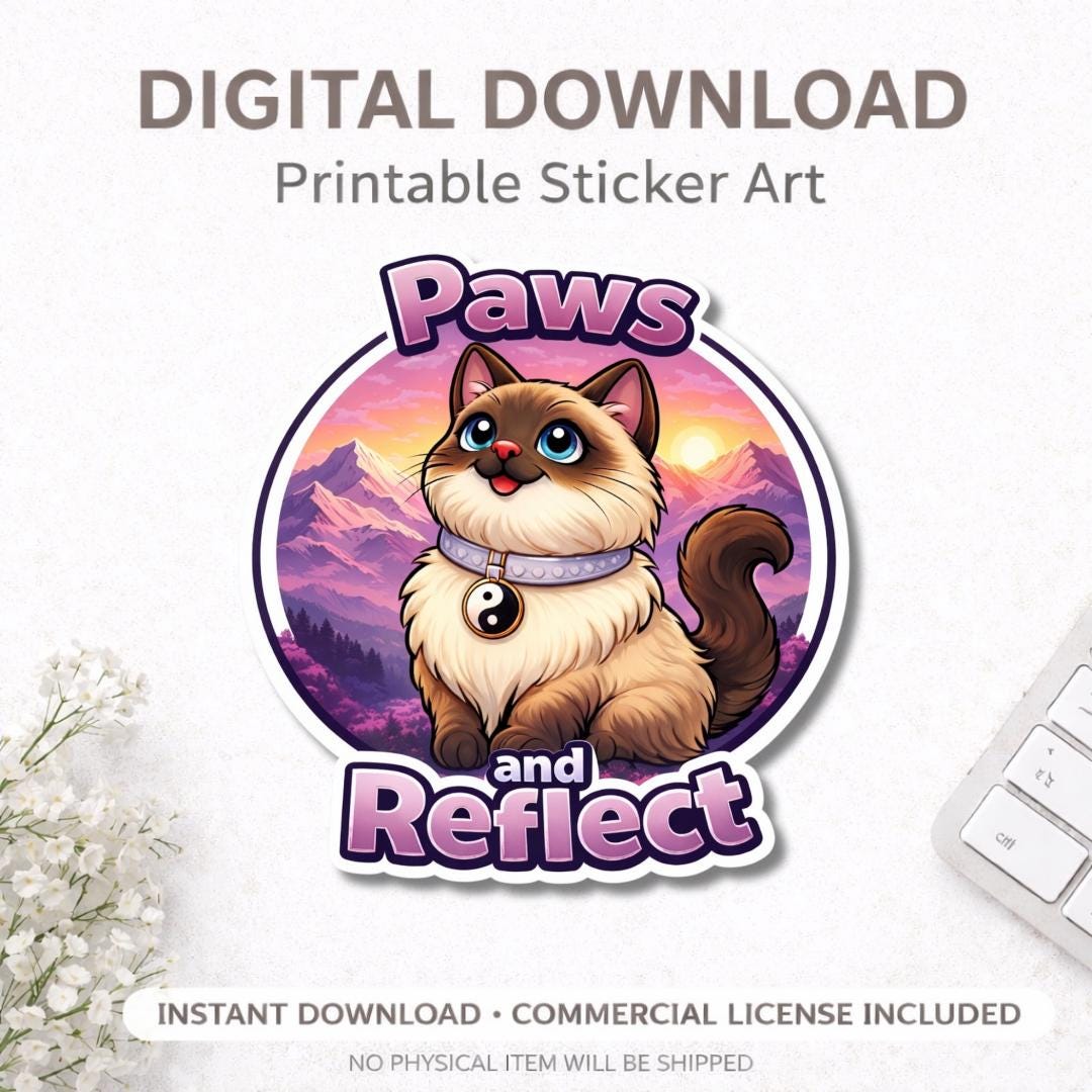 Paws and Reflect Himalayan Cat Digital Sticker – Printable Sticker ...