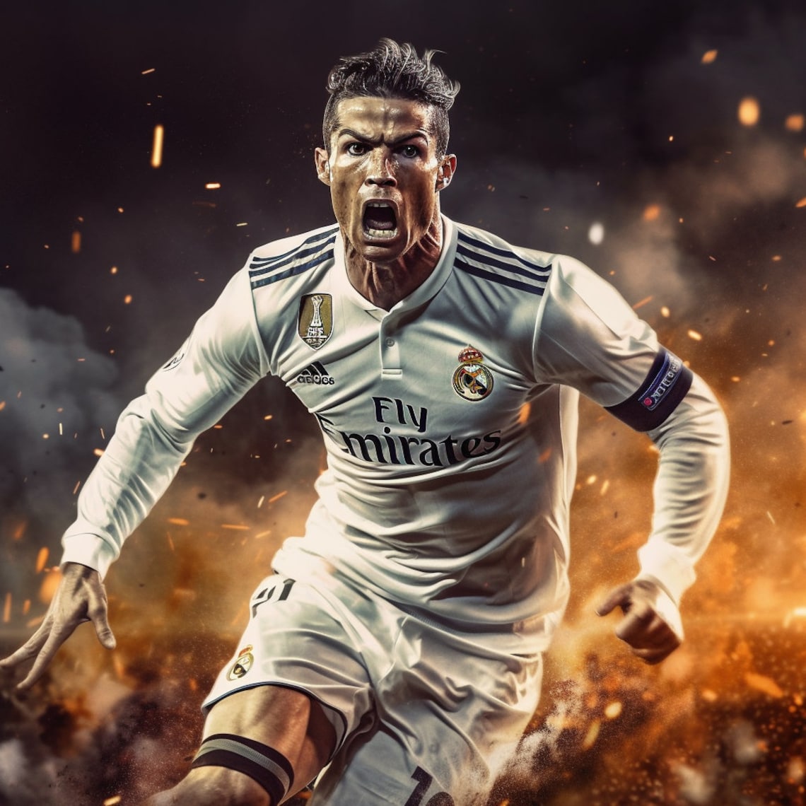 Photorealistic Image of Ronaldo Printed on Wood, Generate by AI, High ...