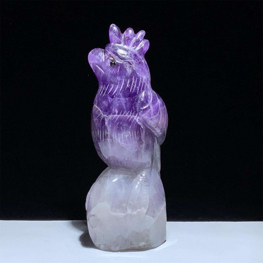 Amethyst Parrot Hand-carved Sculpture, Crystal Animal, Crystal Bird ...