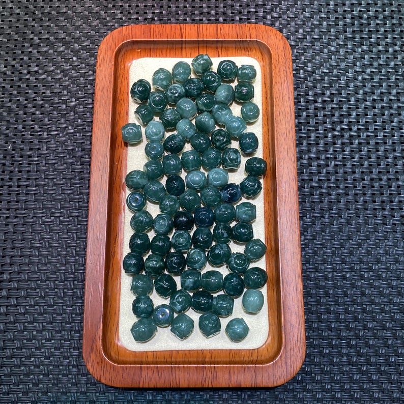 Hand-carved Jadeite Barrel Bead, Floral Pattern, 10mm - Etsy