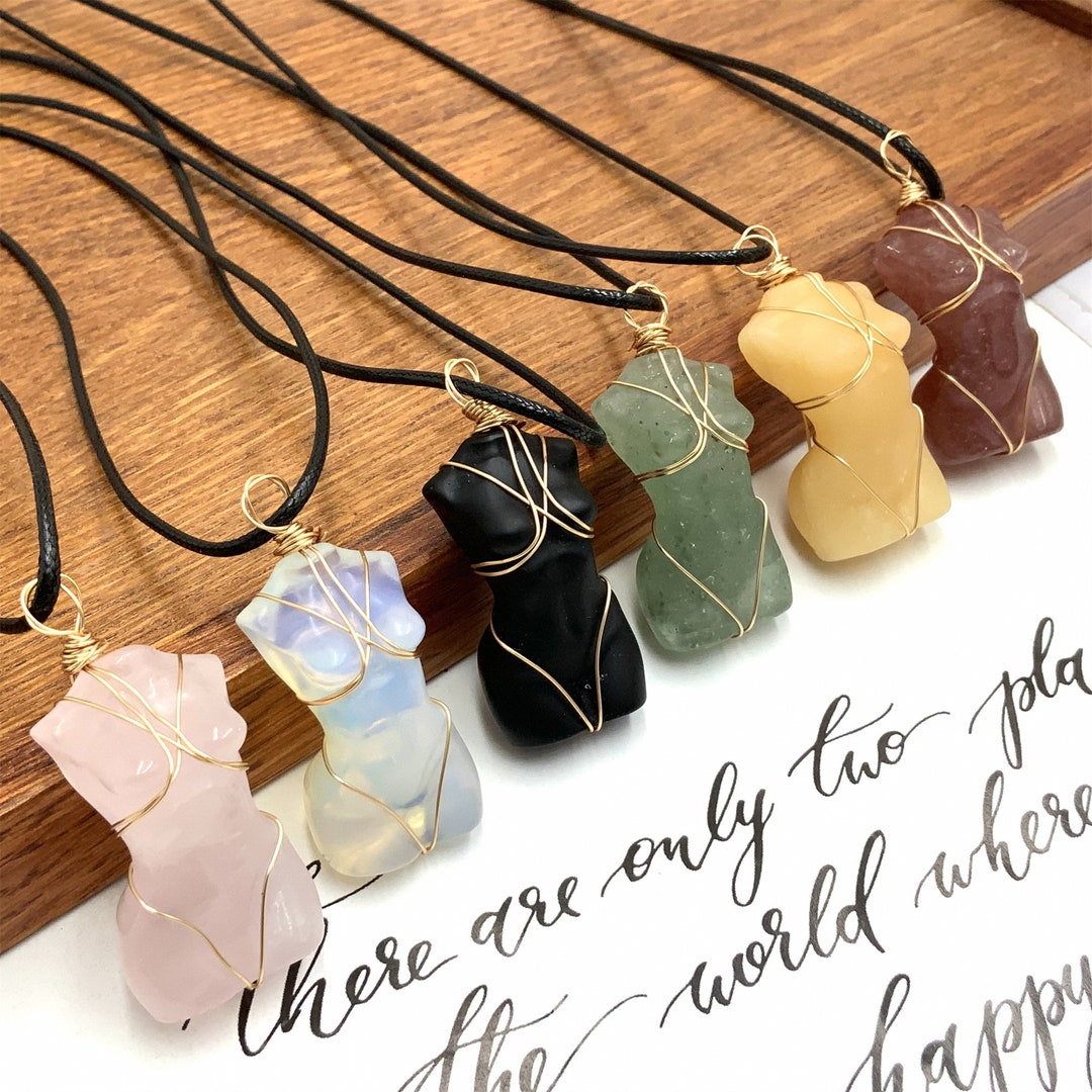 Natural Crystal Goddess Body Necklace, Natural Crystal Pendant Gemstone ...