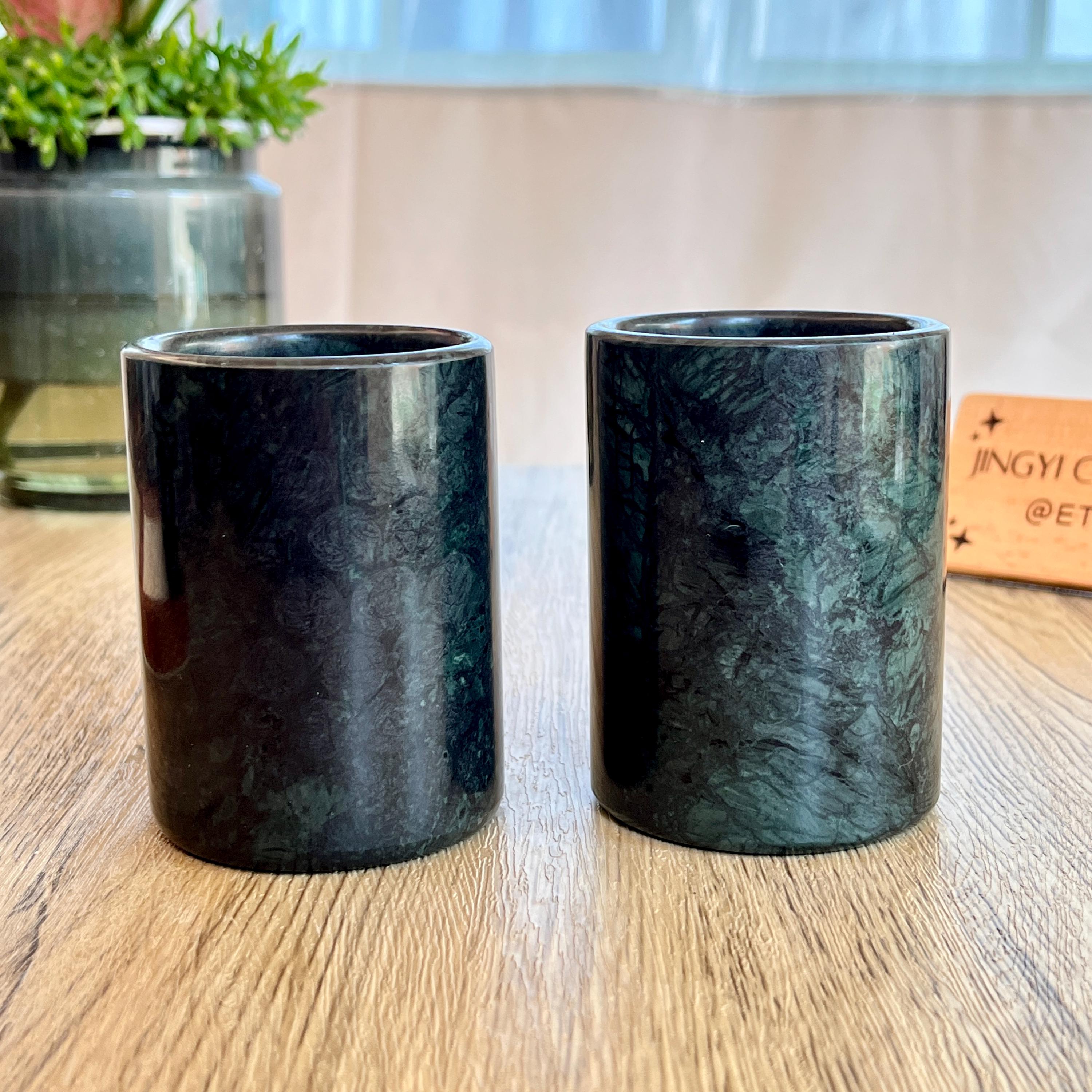 Polished Serpentine Stone Cup: Green Crystal Tea Ritual Mug - Etsy