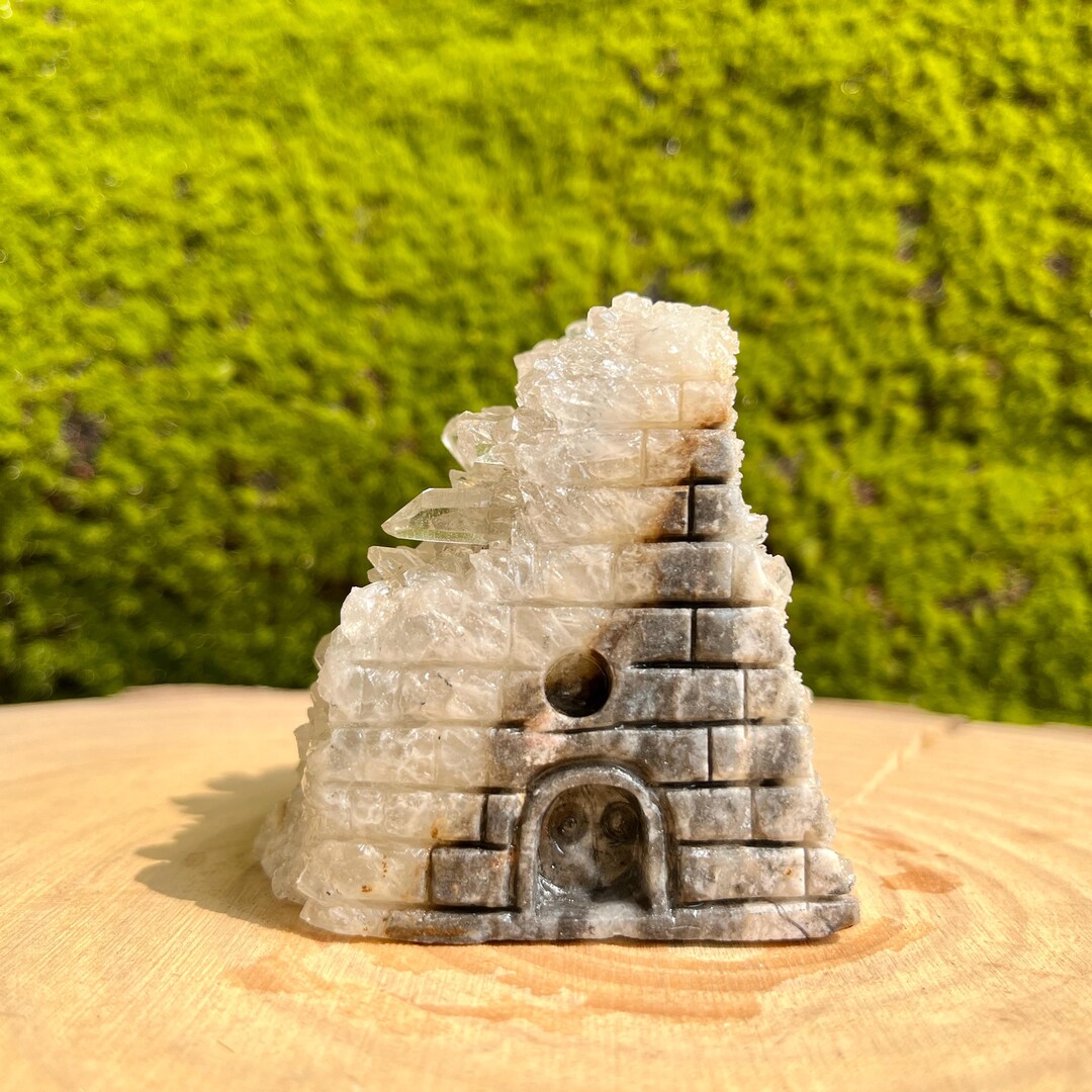 Hand-carved Quartz Crystal Cabin: Geode Altar Tool, Spiritual Decor - Etsy