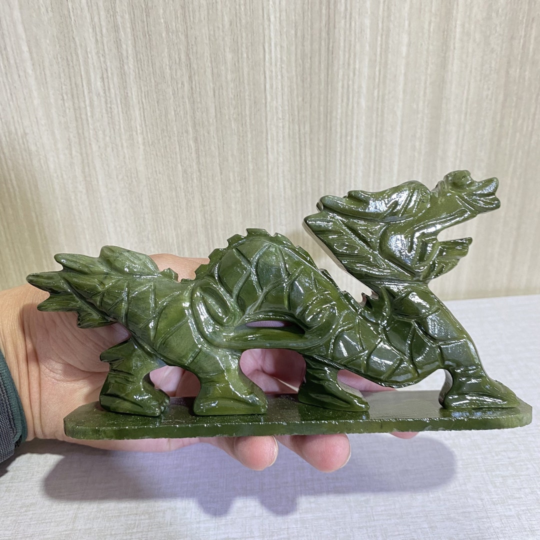 Feng Shui Green Jade Dragon Hand-carved Home Decoration Housewarming ...