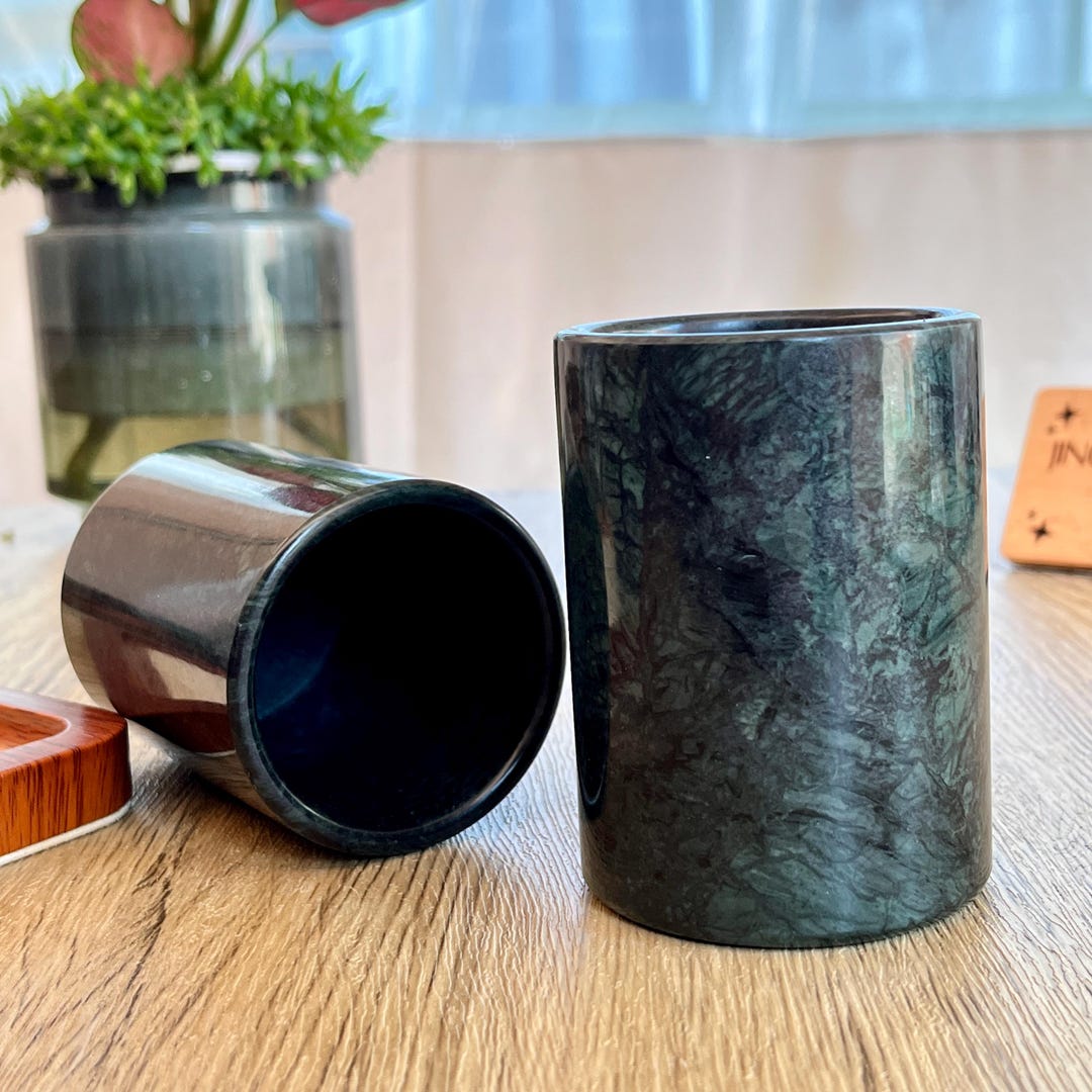 Polished Serpentine Stone Cup: Green Crystal Tea Ritual Mug - Etsy