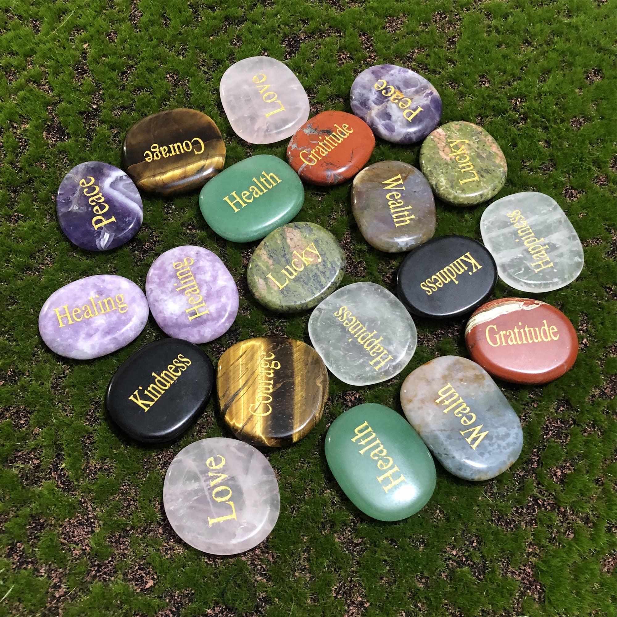 Engraved Crystal Word Stone: Inspirational Healing Pocket Stone - Etsy