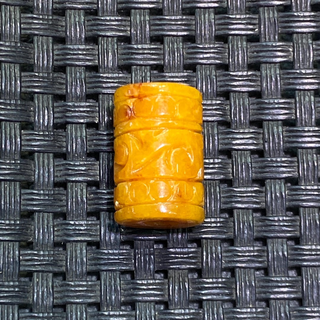 Yellow Jadeite Carved Barrel Bead, Hollow Vintage Jewelry Supply - Etsy
