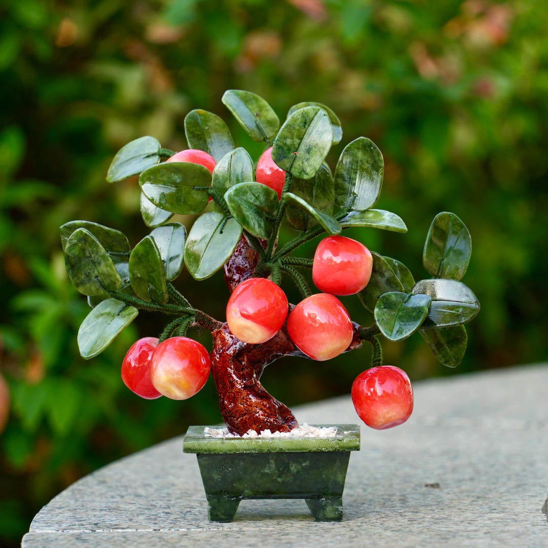 Red Jade Fruit Bonsai, Feng Shui Wealth Crystal Home Harmony Decor ...
