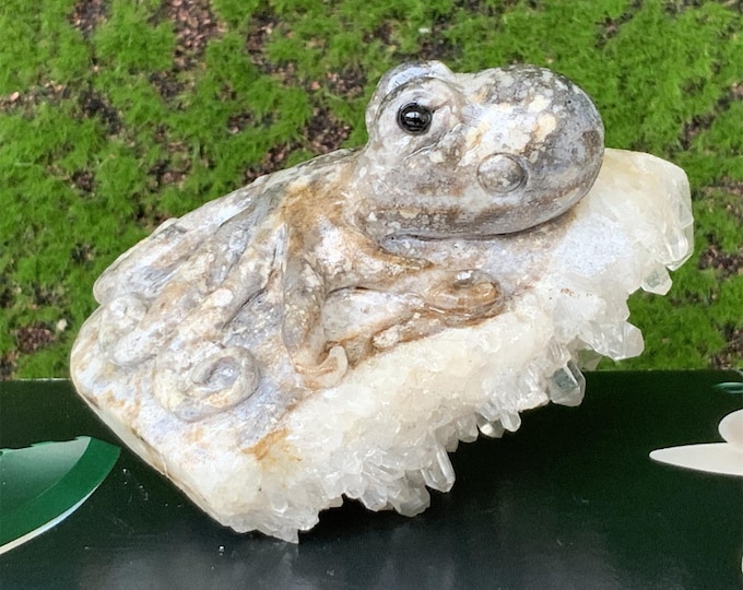 Mineral Specimen Crystal Cluster Carved Octopus Skull, Crystal Octopus ...