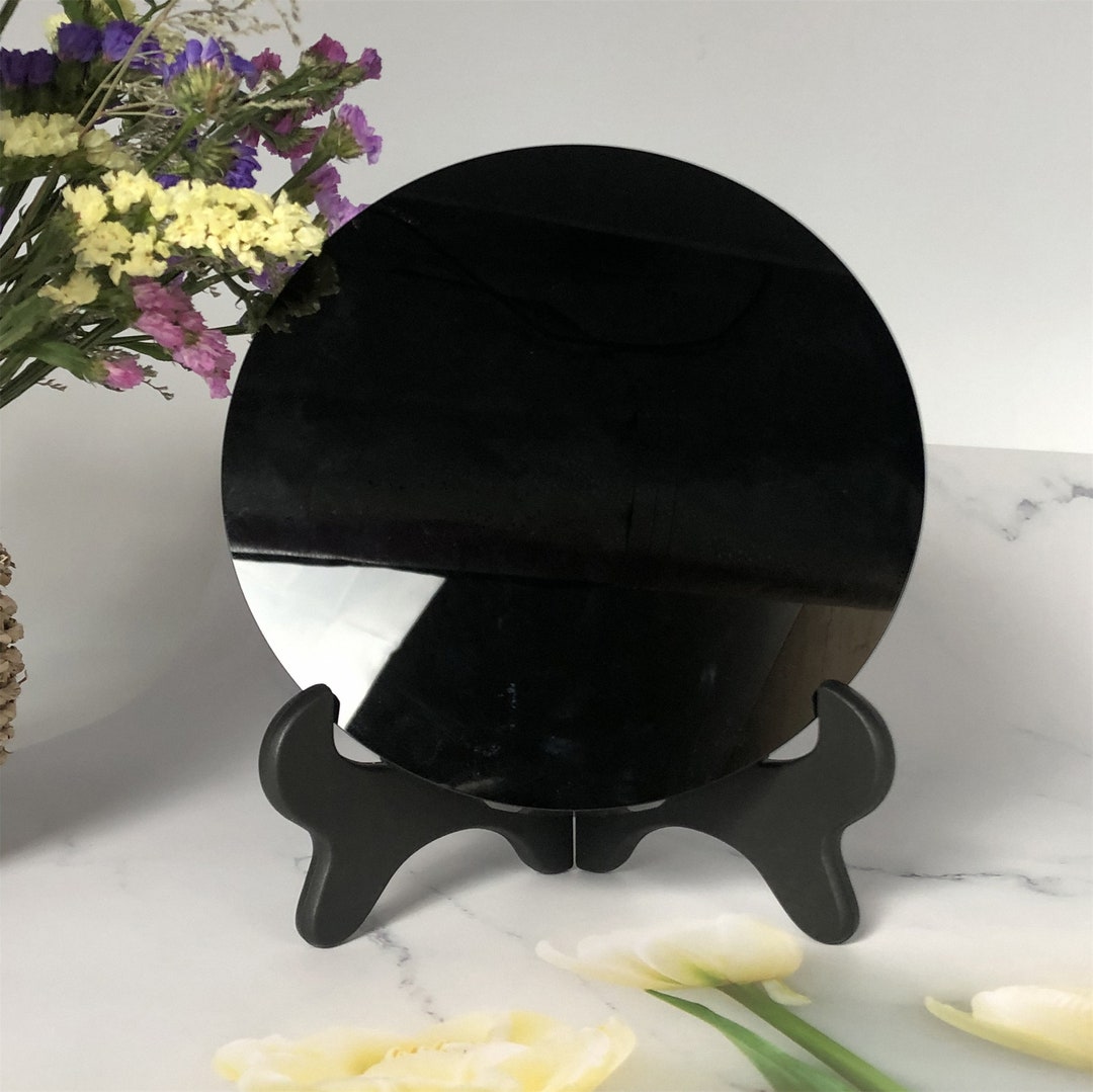Black Obsidian Scrying Mirror: Reiki Healing Crystal Home Decor - Etsy