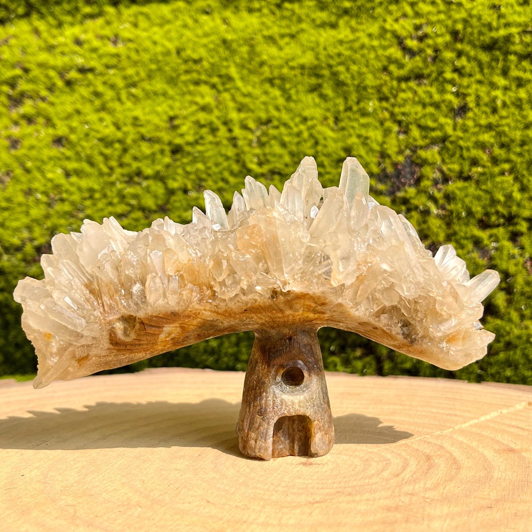 Hand-carved Crystal Cluster Treehouse Sculpture: Natural Spirit Stone ...