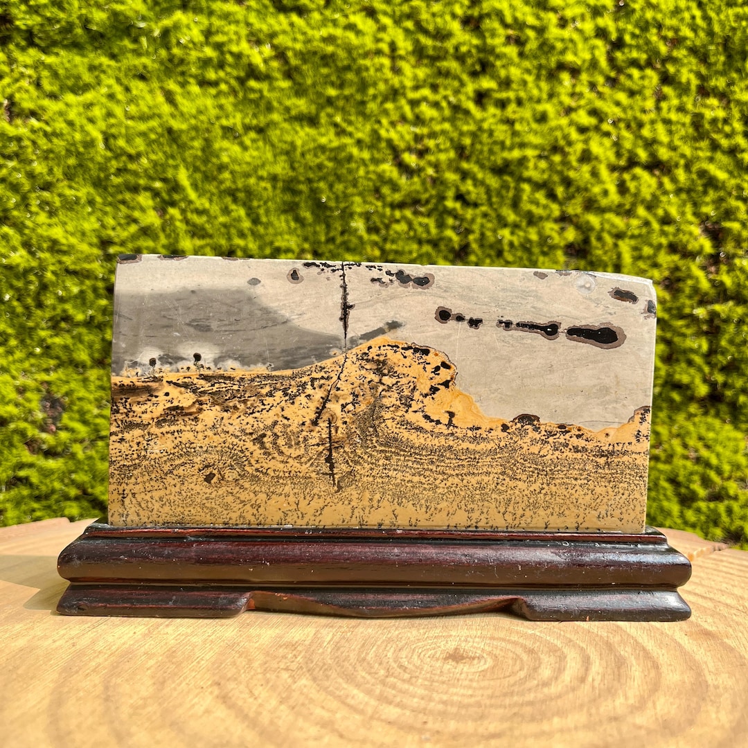 5" Natural Picture Jasper Slab With Stand – Unique Earth Art for Home ...