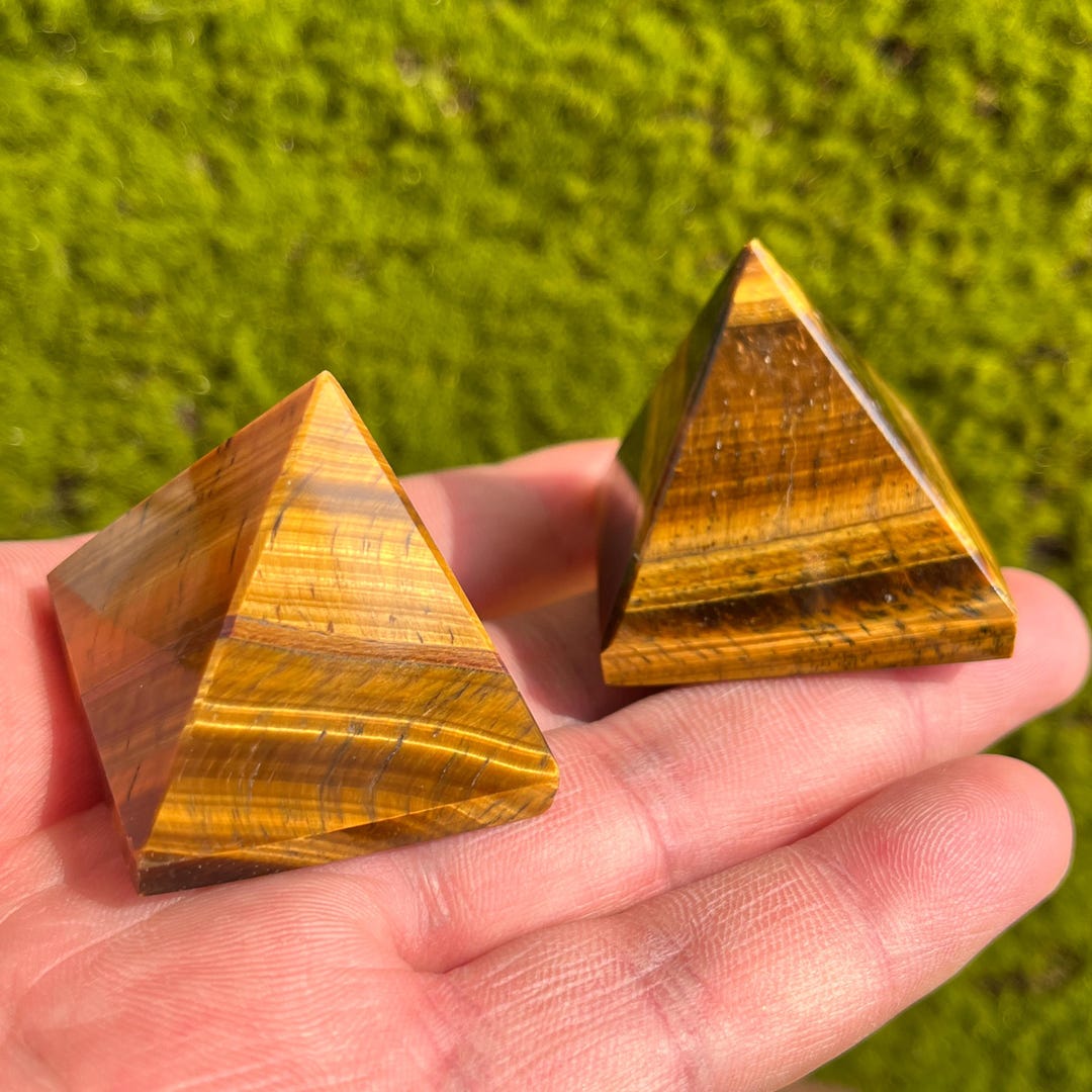 Natural Tiger Eye Pyramid | Energy Grid Stone Decor | Spiritual ...