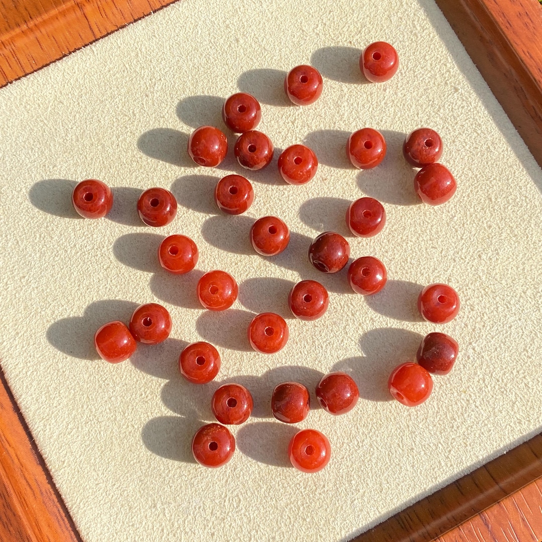 Red Jade Barrel Beads, Hand Drilled Gemstone Spacer Beads - Etsy