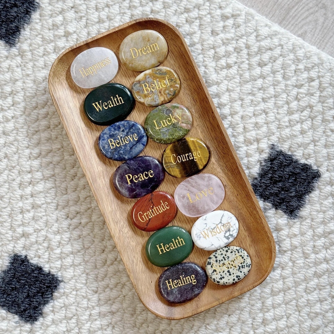 Engraved Crystal Word Stone: Inspirational Healing Pocket Stone - Etsy