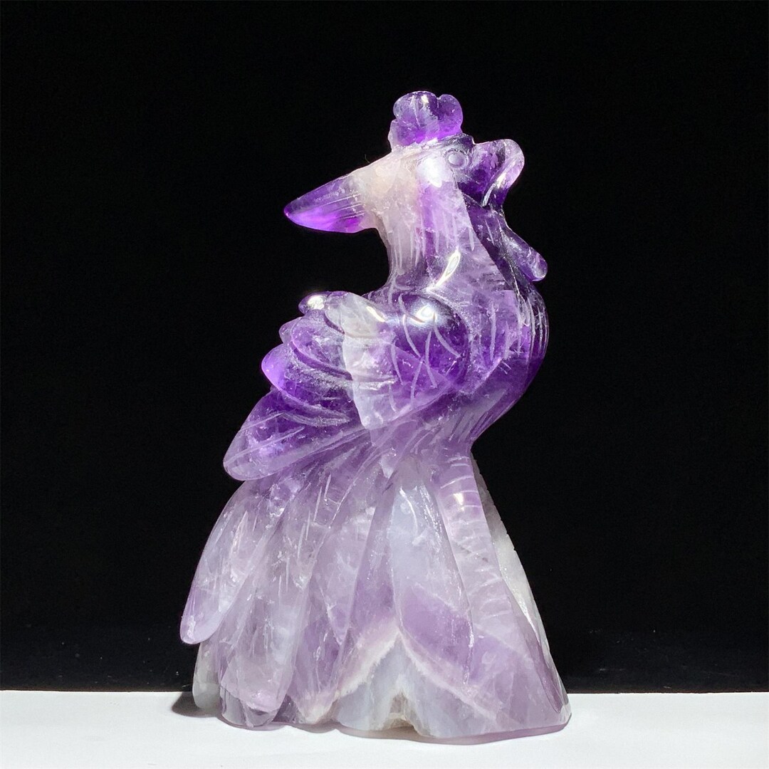 Amethyst Phoenix Carving, Natural Crystal Phoenix Hand-carved, Gemstone ...