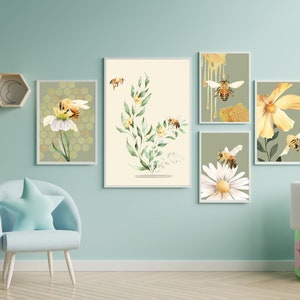 Digital Art Print Bundle Bee Wall Decor|honey Comb Decor|honey Beeart ...