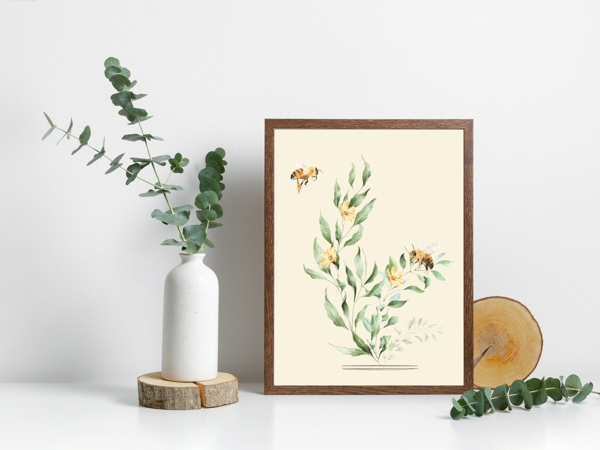 Digital Art Print|honey Bee Wall Decor|honey Comb Decor|honey Bee Art ...