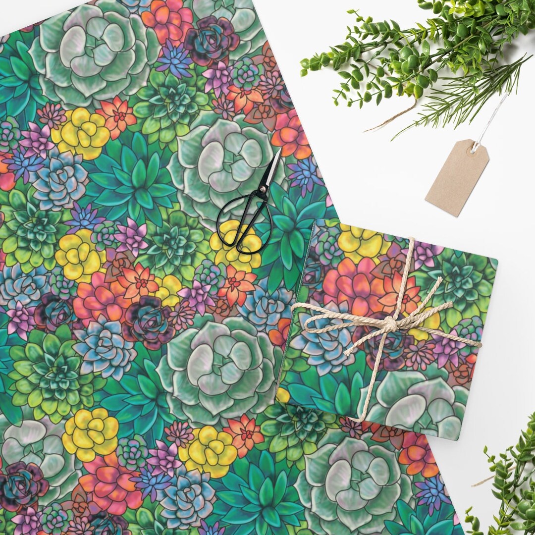 Succulent Wrapping Paper flower, Flowers, Cactus, Desert, Floral ...