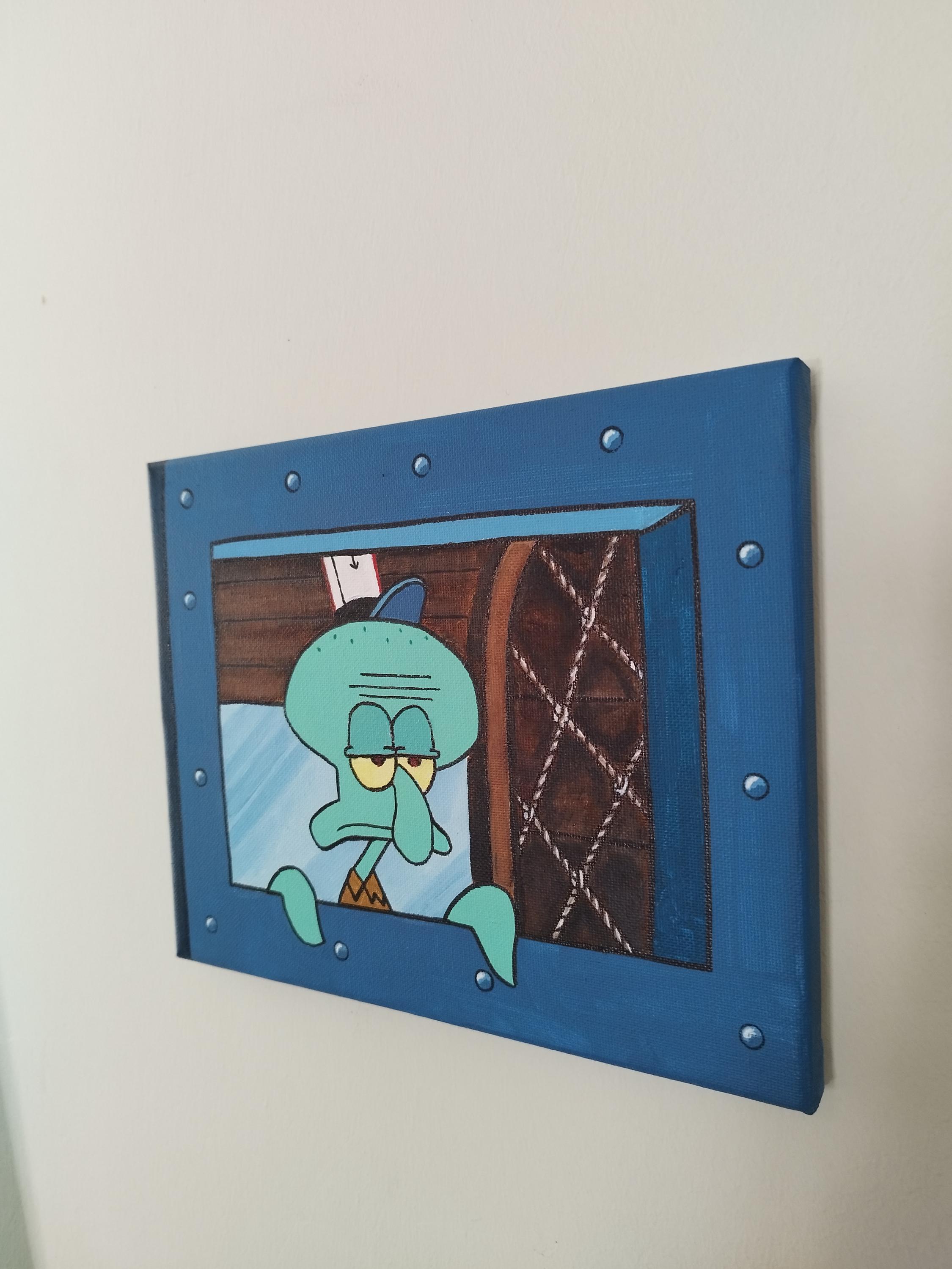 Handmade 90s 00s Cartoon Nostalgia Squid Painting - Acrylic on Canvas ...