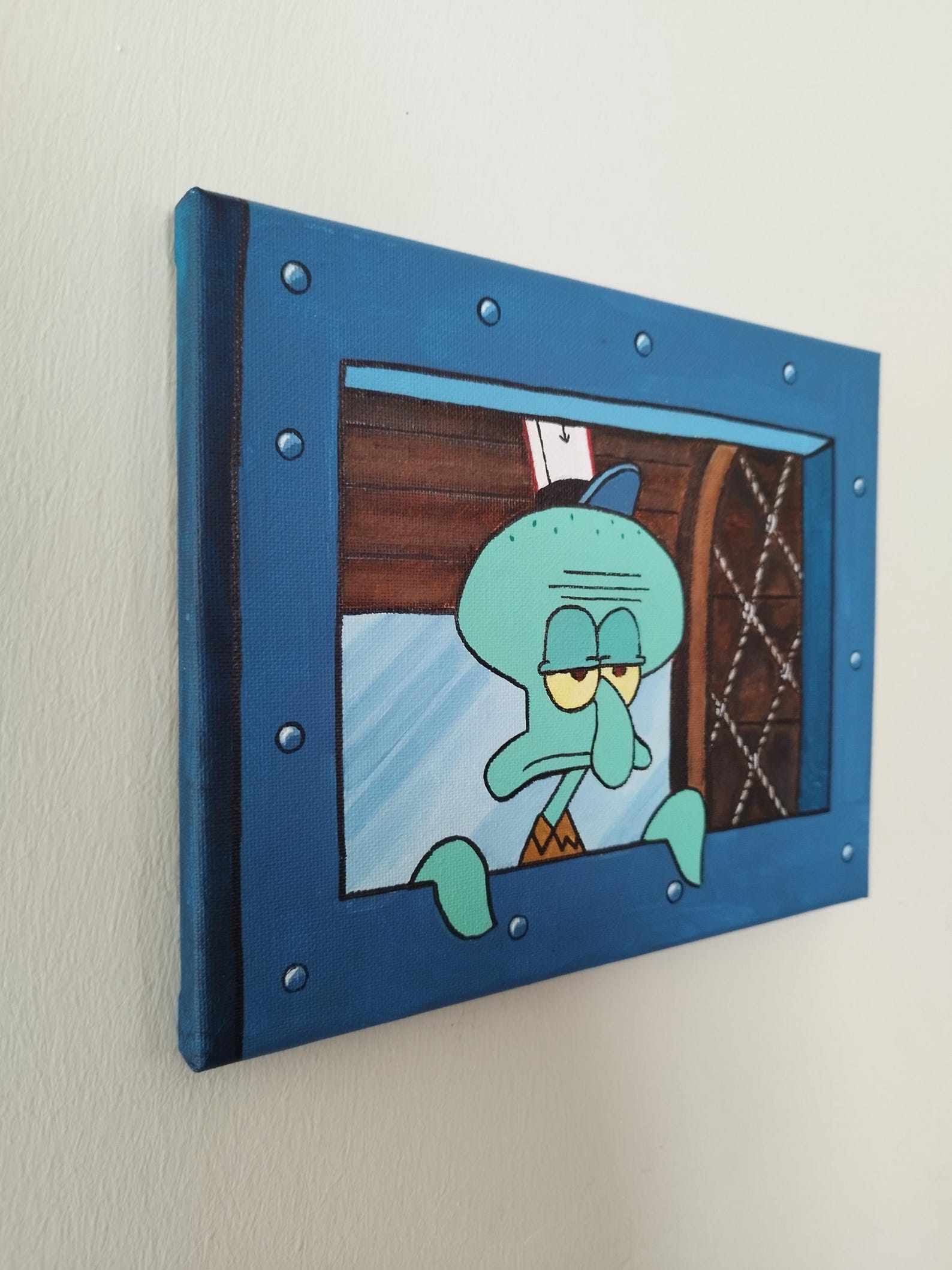 Handmade 90s 00s Cartoon Nostalgia Squid Painting - Acrylic on Canvas ...
