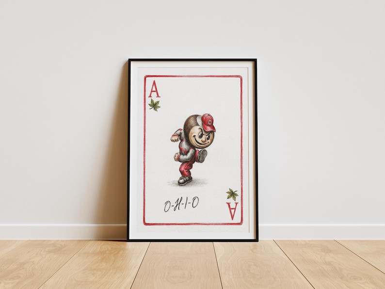 Ohio State Ace Card Print | Ace Poster | College Poster | Dorm Wall Art ...