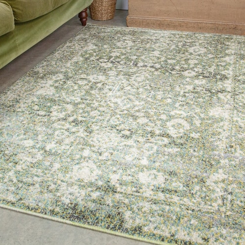 Soft Green Traditional Floral Bordered Rug Large Living Room - Etsy UK