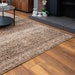 Natural Beige Mottled Shaggy Area Rug Brown Striped Bedroom Living Room ...