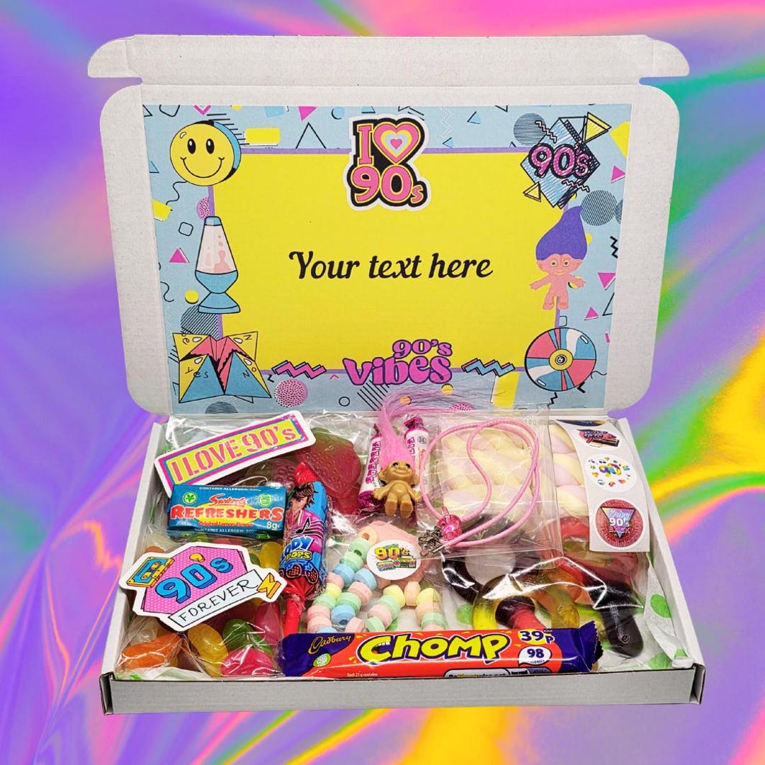 Personalised 90s Retro Treat Box • Custom Text Sweet Box • 90s ...