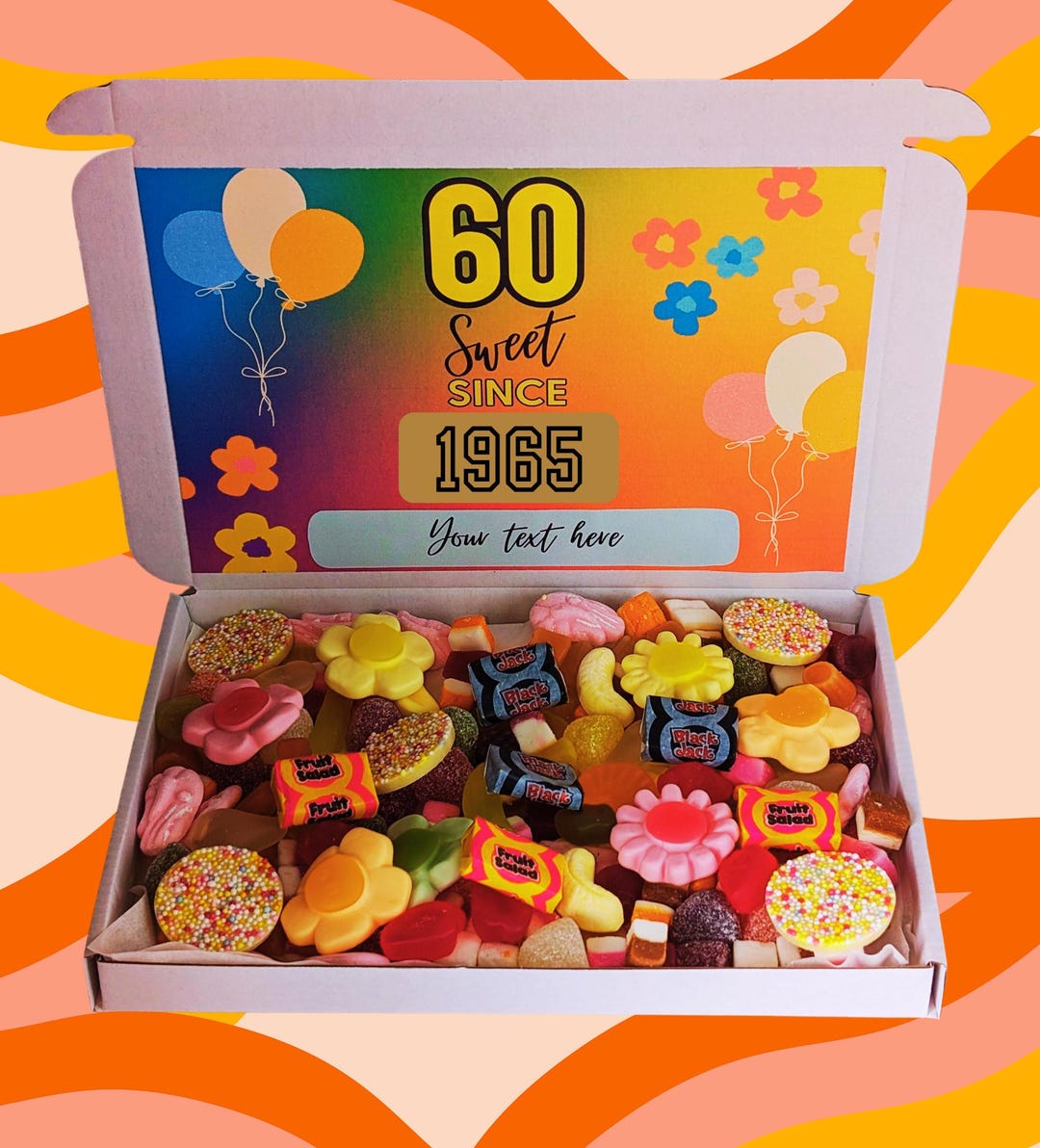 60th Birthday Sweet Gift Box – “sweet Since 1965” – Retro Sweets Hamper ...