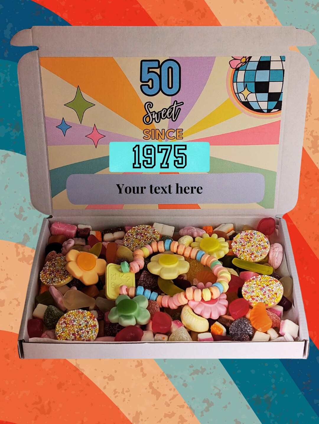 Personalised 50th Birthday Sweet Box |50 Sweet Since 1975 Sweet Box ...