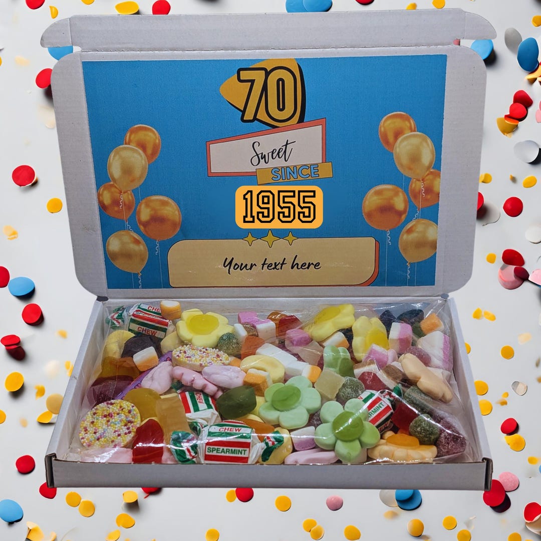 Personalised 70th Birthday Sweet Box |70 Sweet Since 1955 Sweet Box ...